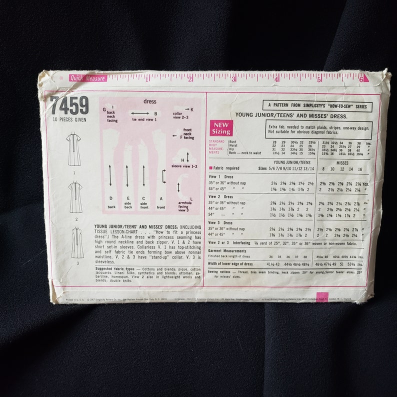 Simplicity 7459 1960's A-line Sheath Dress Pattern - Princess Seam ...