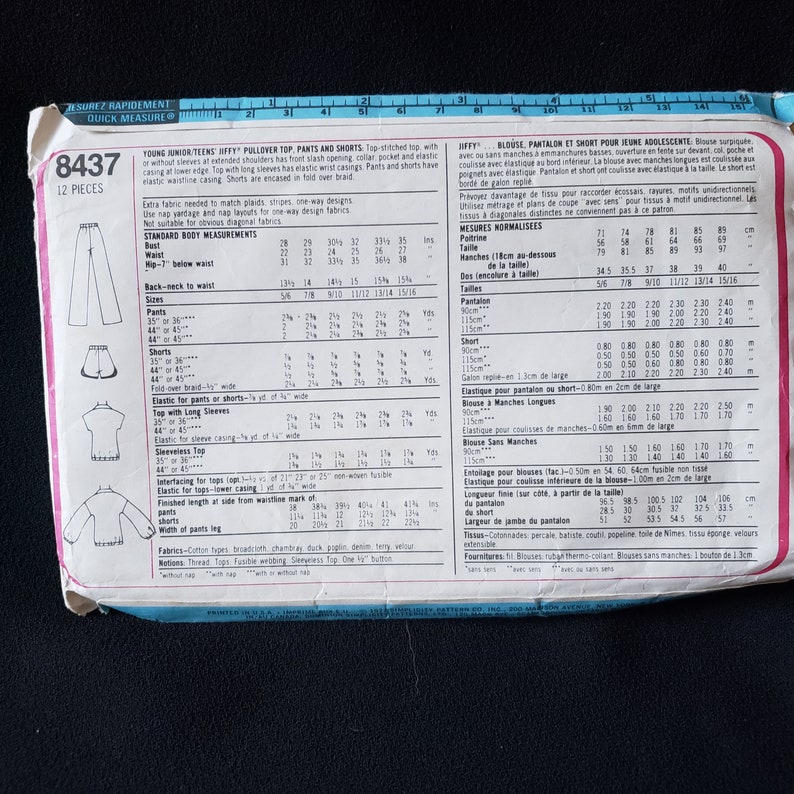 Simplicity 8437 Sewing Pattern From 1977, Young Junior/teens Pullover ...