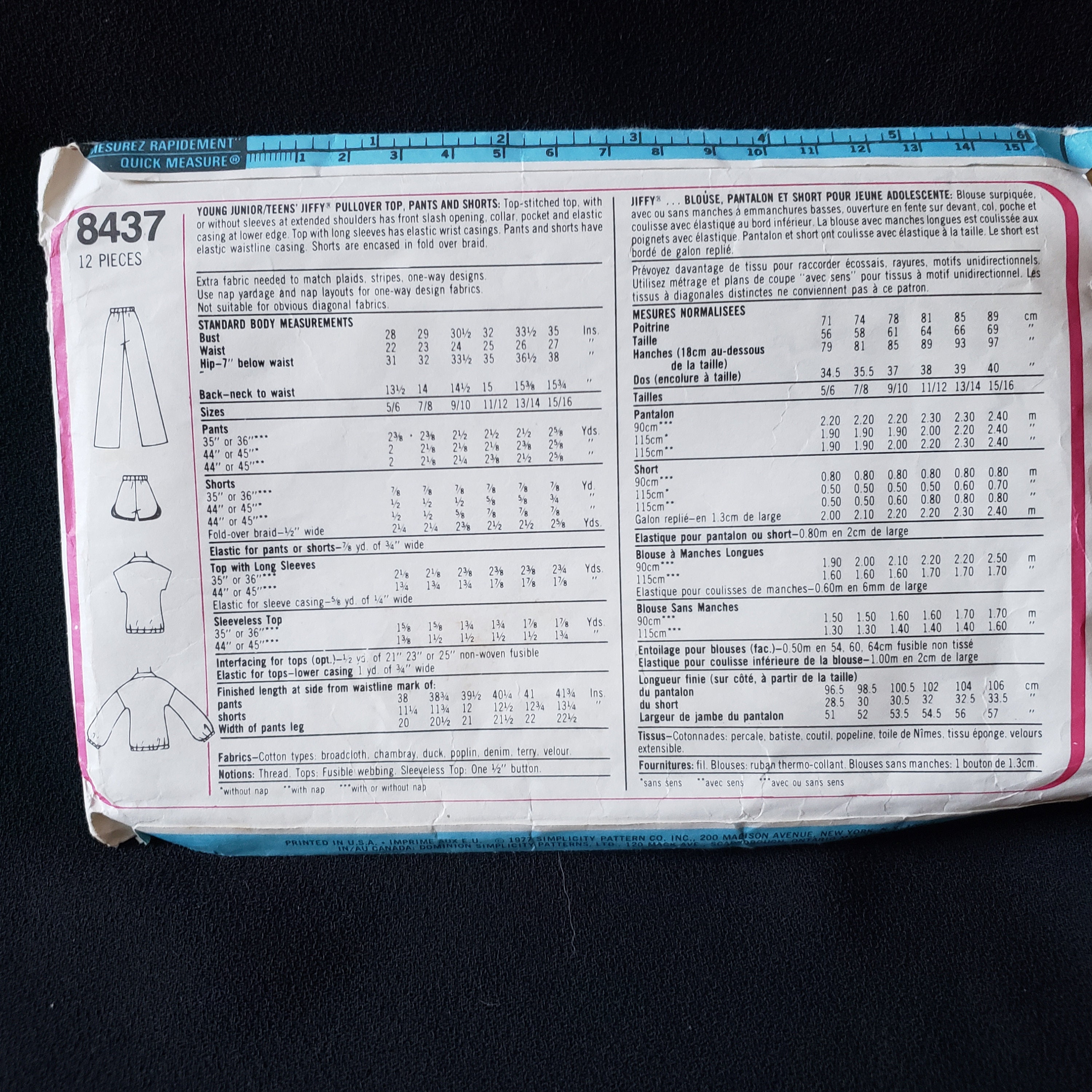 Simplicity 8437 Sewing Pattern From 1977, Young Junior/teens Pullover ...