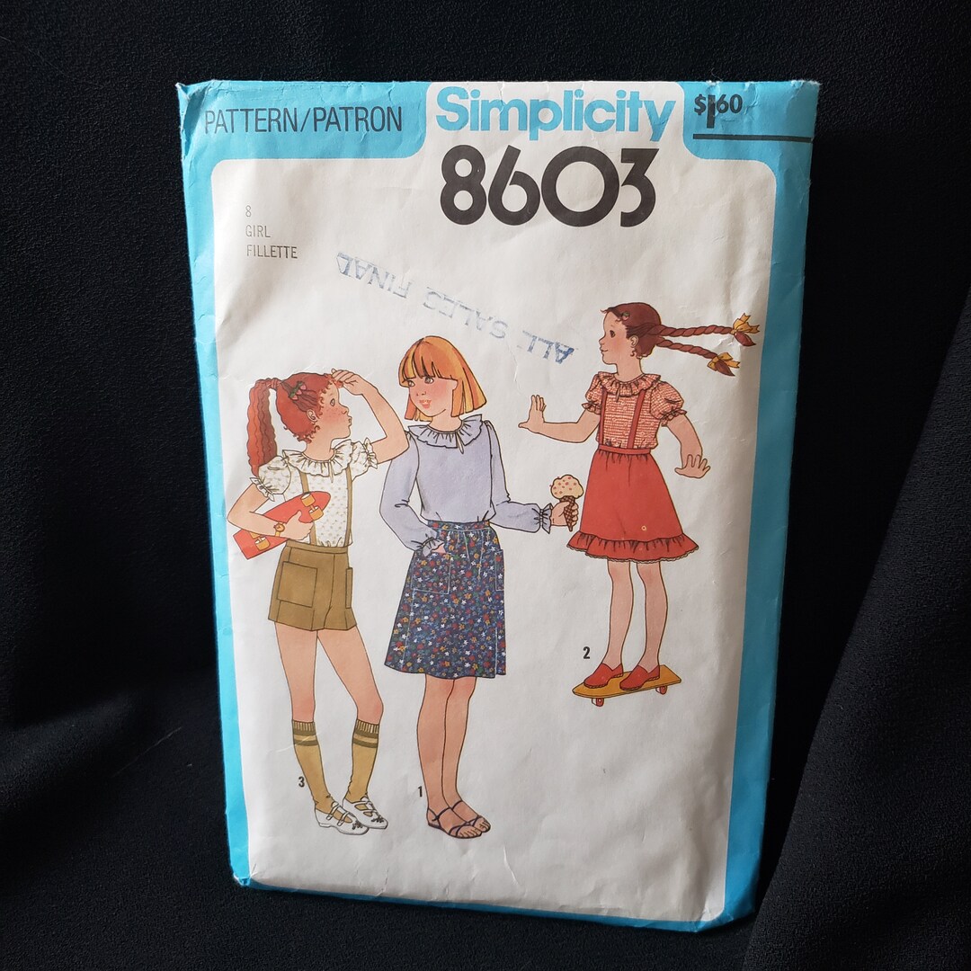 Simplicity 8603 Sewing Pattern for Girls Pullover Blouse, Skirt, Shorts With Detachable ...