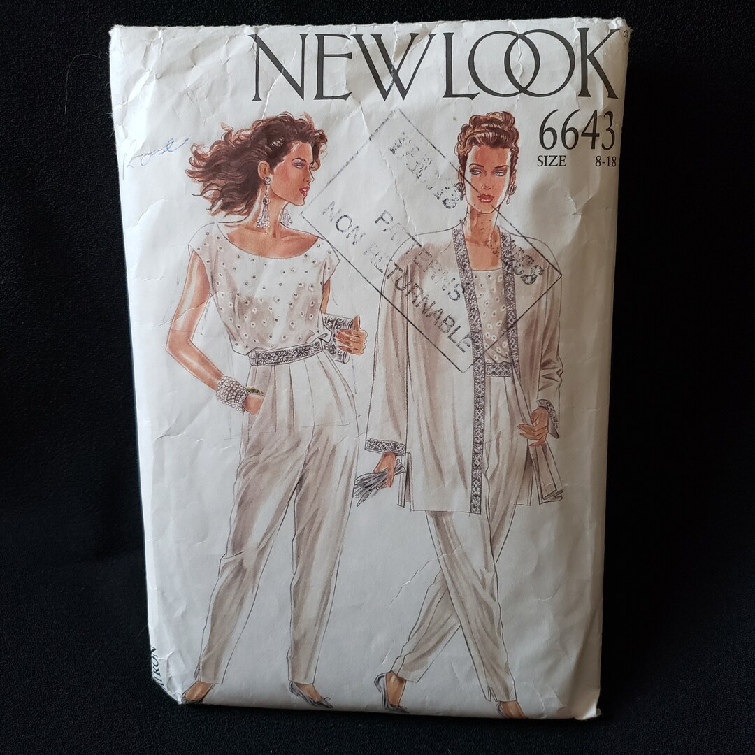 New Look 6643 Sewing Pattern for Vintage 90s Suit Includes Jacket, Tank ...