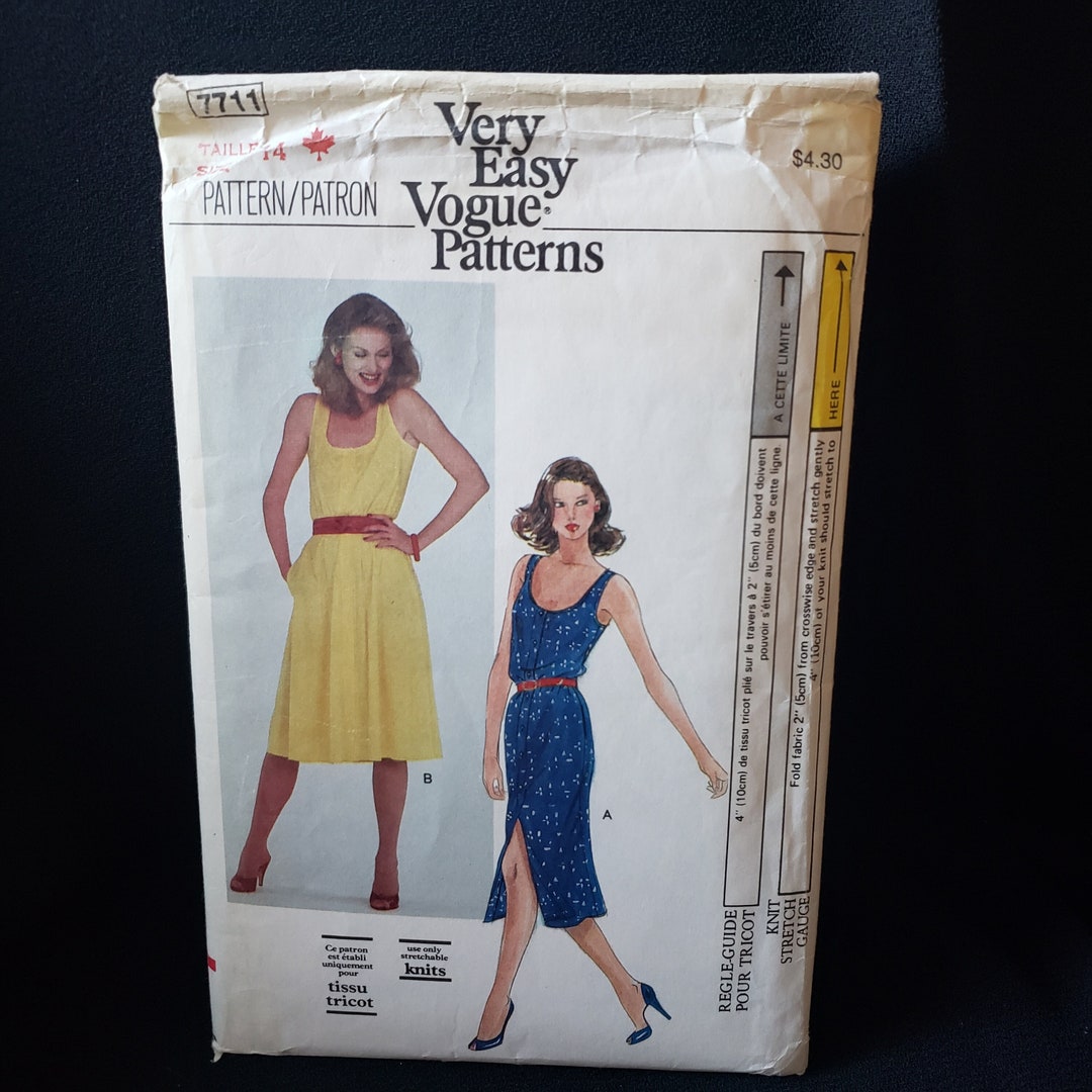 Vogue 7711 ,rare ,sewing Pattern For, Knit Dress, Scoop Neck, Cutaway ...