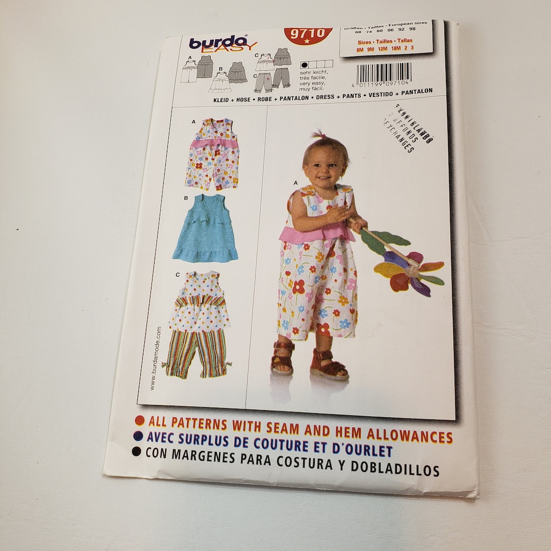 Burda 9710 Easy Sewing Pattern for Toddler Summer Outfit, Jumpsuit ...