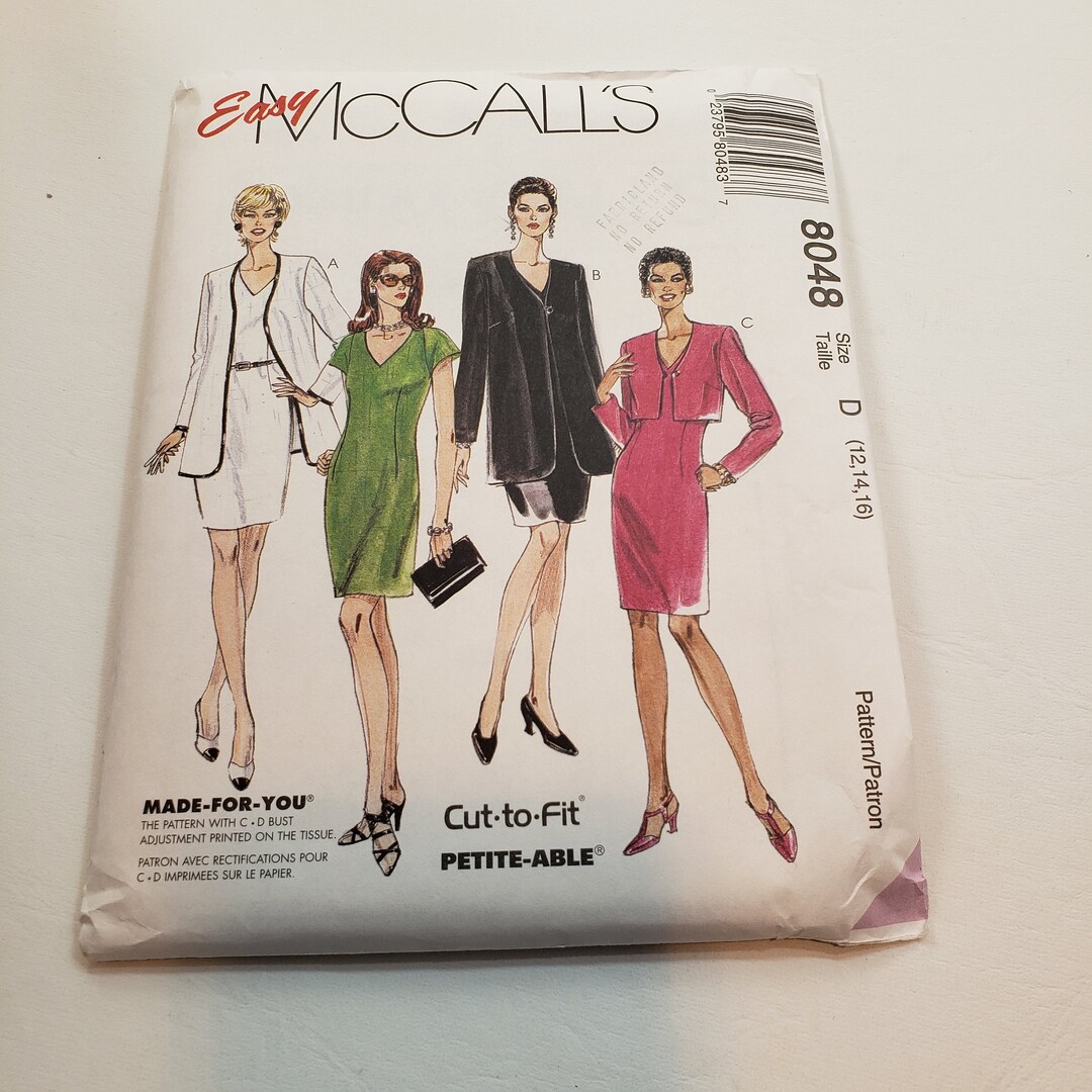 Mccall's 8048 Sewing Pattern for Dress With Princess Seams and Jacket ...