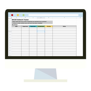 BACB Fieldwork Tracker google Sheets - Etsy
