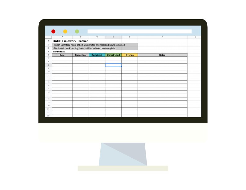 BACB Fieldwork Tracker (google Sheets) - Etsy