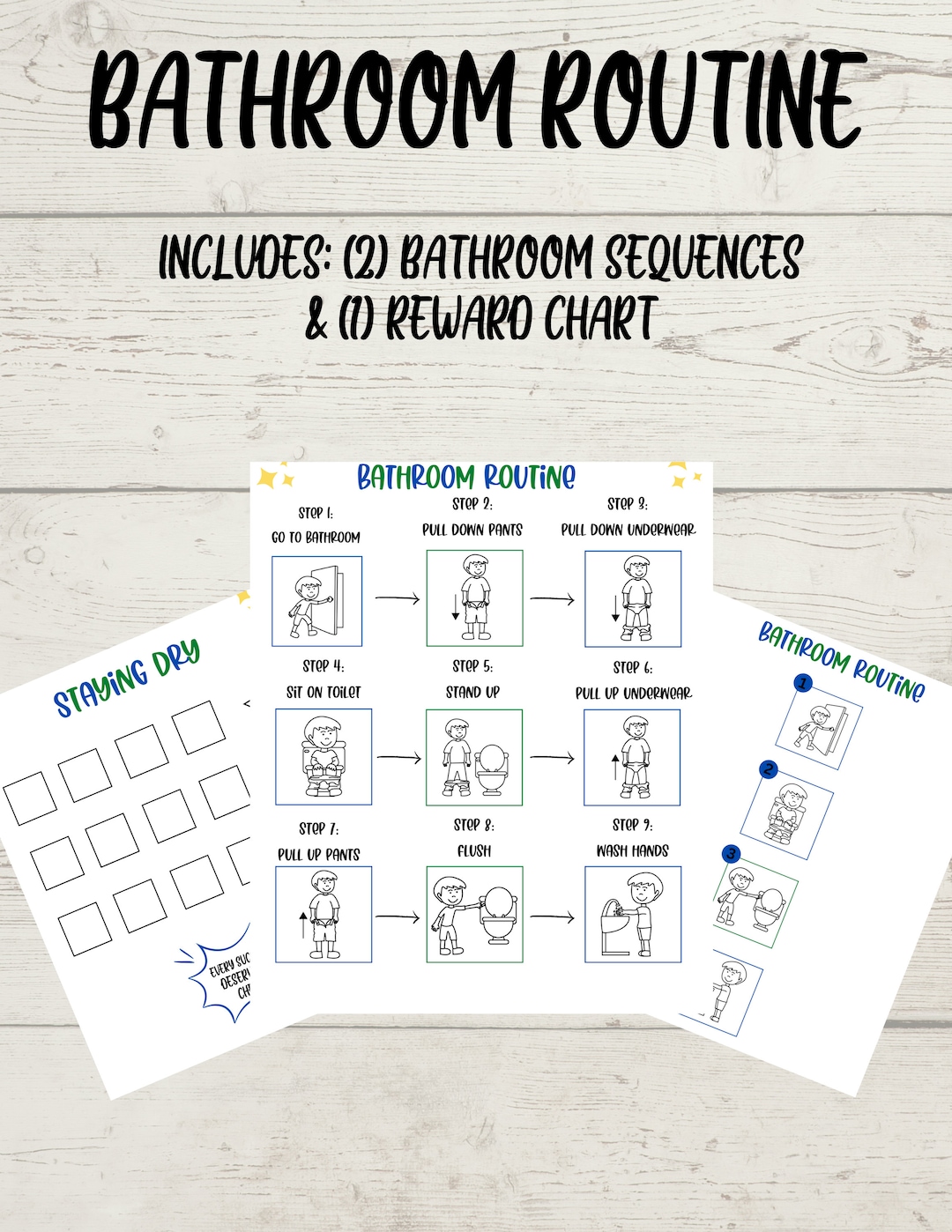 Bathroom Routine/potty Training Chart With Reward Chart - Etsy