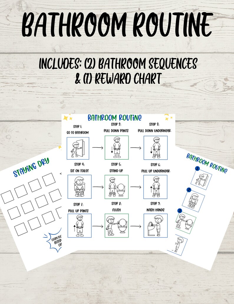 Bathroom Routine/potty Training Chart With Reward Chart - Etsy
