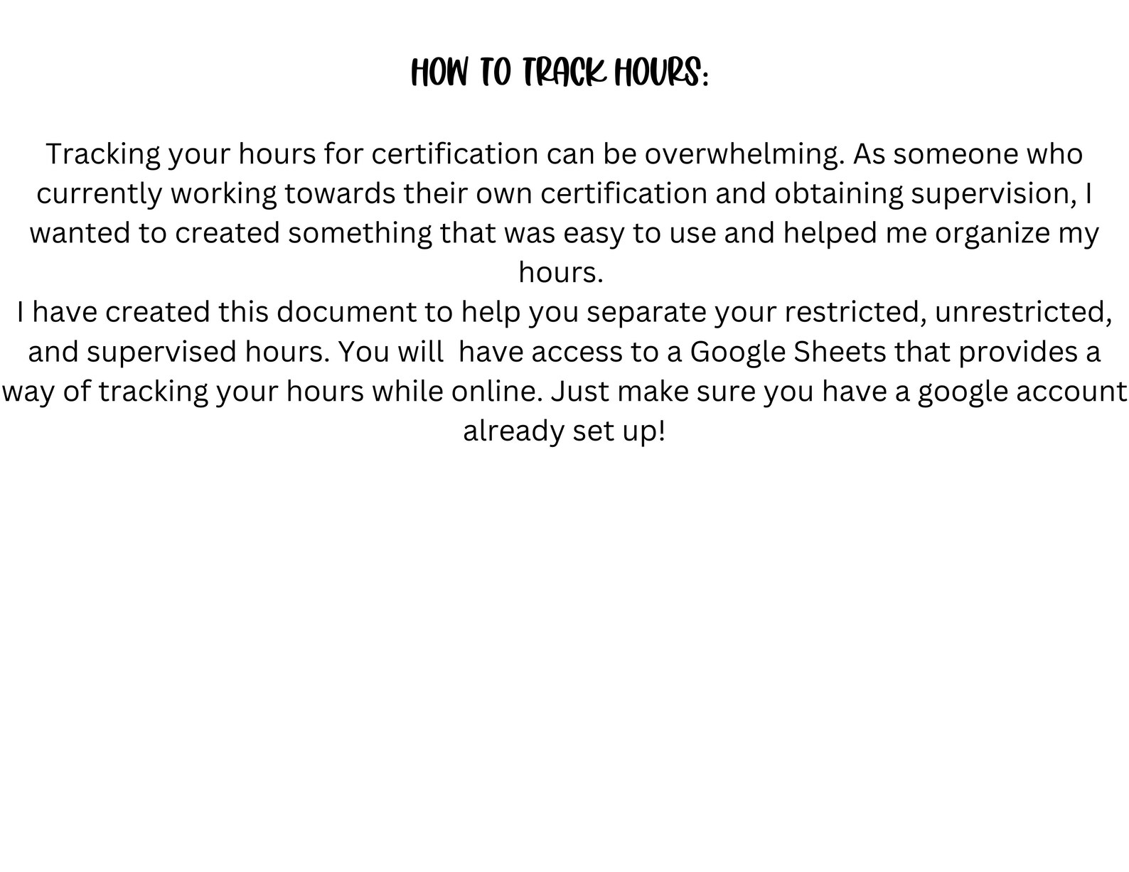 BACB Fieldwork Tracker (google Sheets) - Etsy