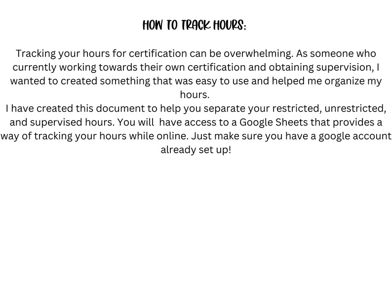 BACB Fieldwork Tracker (google Sheets) - Etsy