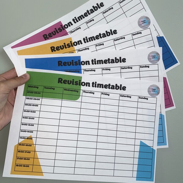 Revision Timetable - Etsy