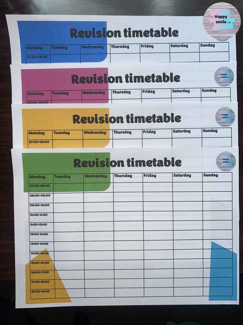 Revision Timetable PDF -study Tracker - Uni/ College Student - Etsy