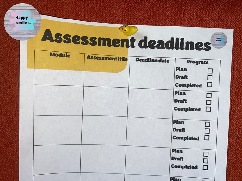 Assessment Deadline PDF study Tracker Uni/ College Student - Etsy