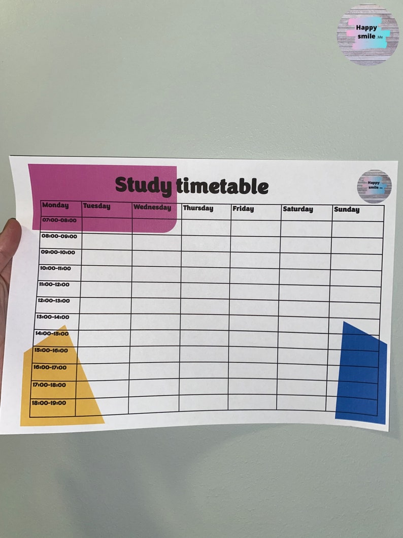 Study Timetable PDF -study Tracker - Uni/ College Student - Etsy