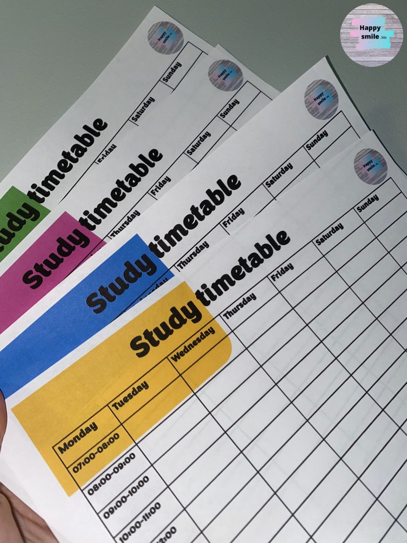 Study Timetable PDF -study Tracker - Uni/ College Student - Etsy