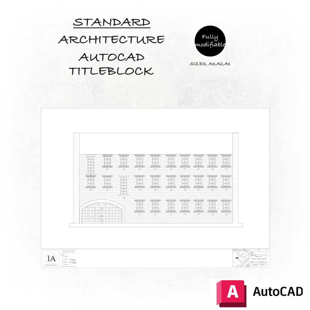 STANDARD Architectural Title Block Templates horizontal Sizes A1, A2 ...