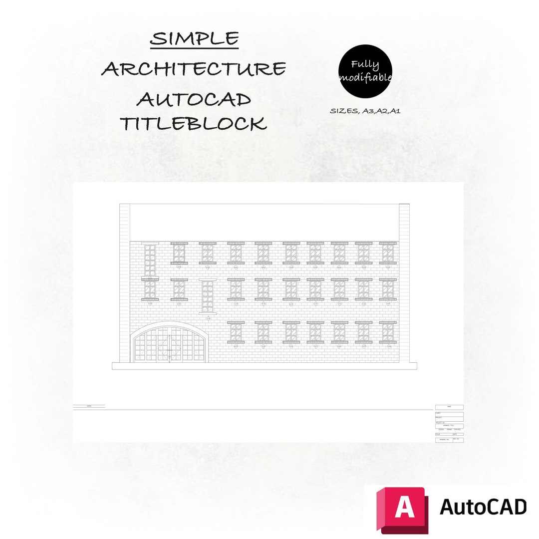 SIMPLE Architectural Title Block Templates horizontal Sizes A1, A2, A3 ...