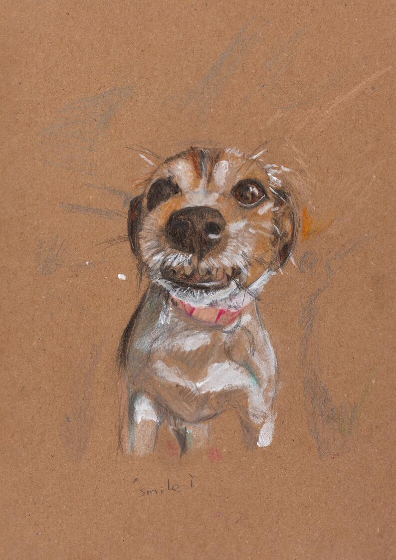 Hand Drawn Dog Portrait- A4 Excellent Quality Print - Etsy