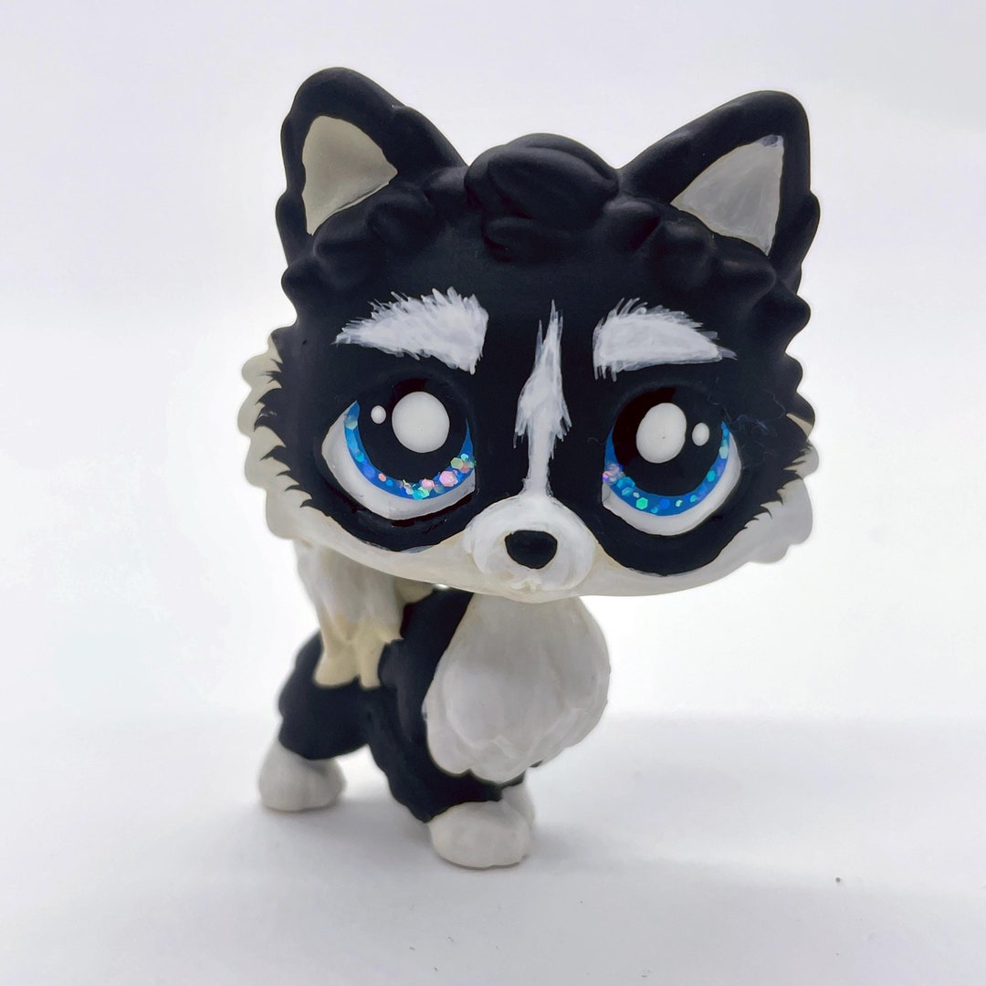 Custom OOAK LPS Black White Pomsky Pomeranian Dog - Etsy