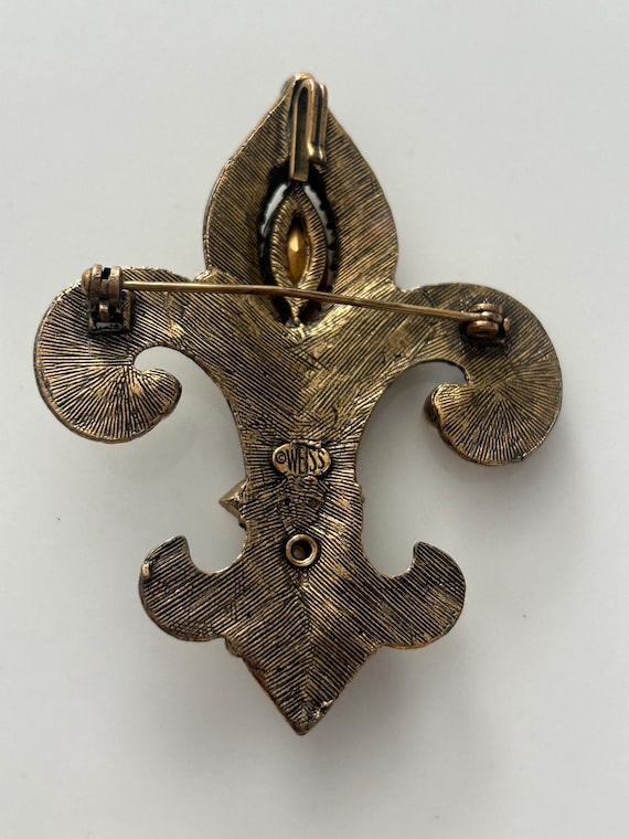 Rare vintage Weiss Fleur de lis brooch, pendant. Gold… - Gem