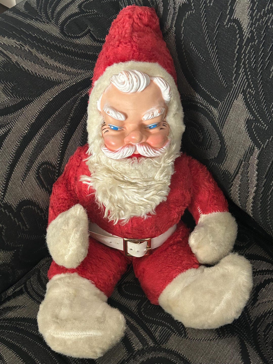 Vintage Rushton Plush Santa With Rubber Face, Blue Eyes. Circa 1950’s ...