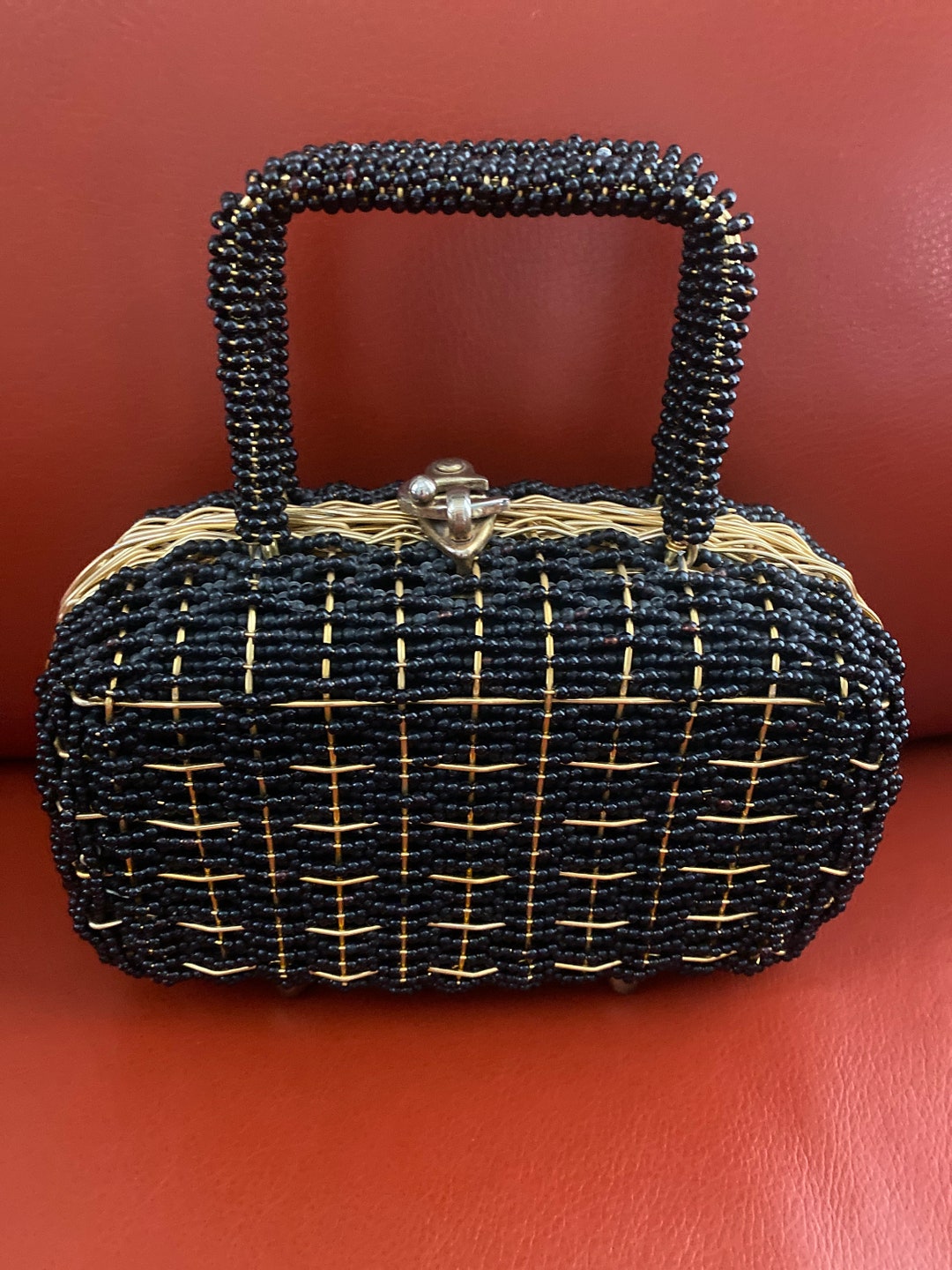 Vintage Walborg Beaded Top Handle Bag With Gold Wire Trim. 1960’s ...