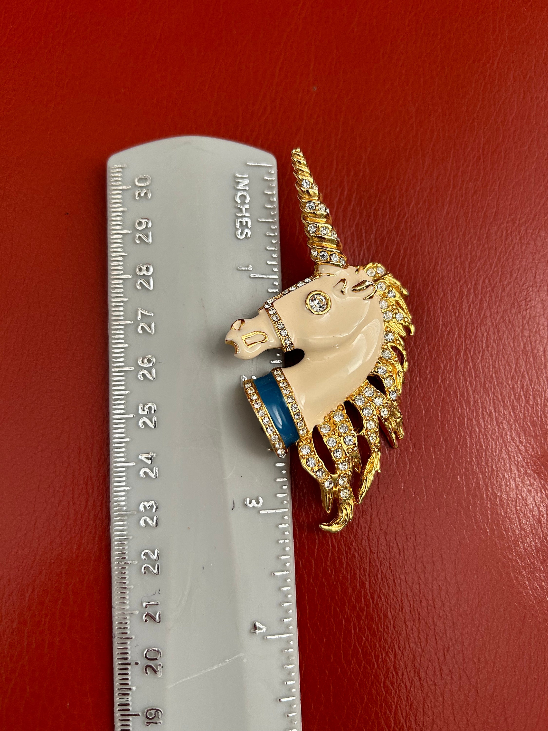 Rare Vintage Kenneth Jay Lane Unicorn Brooch. KJL Enamel and Crystal Rhinestone Signed Pin ...