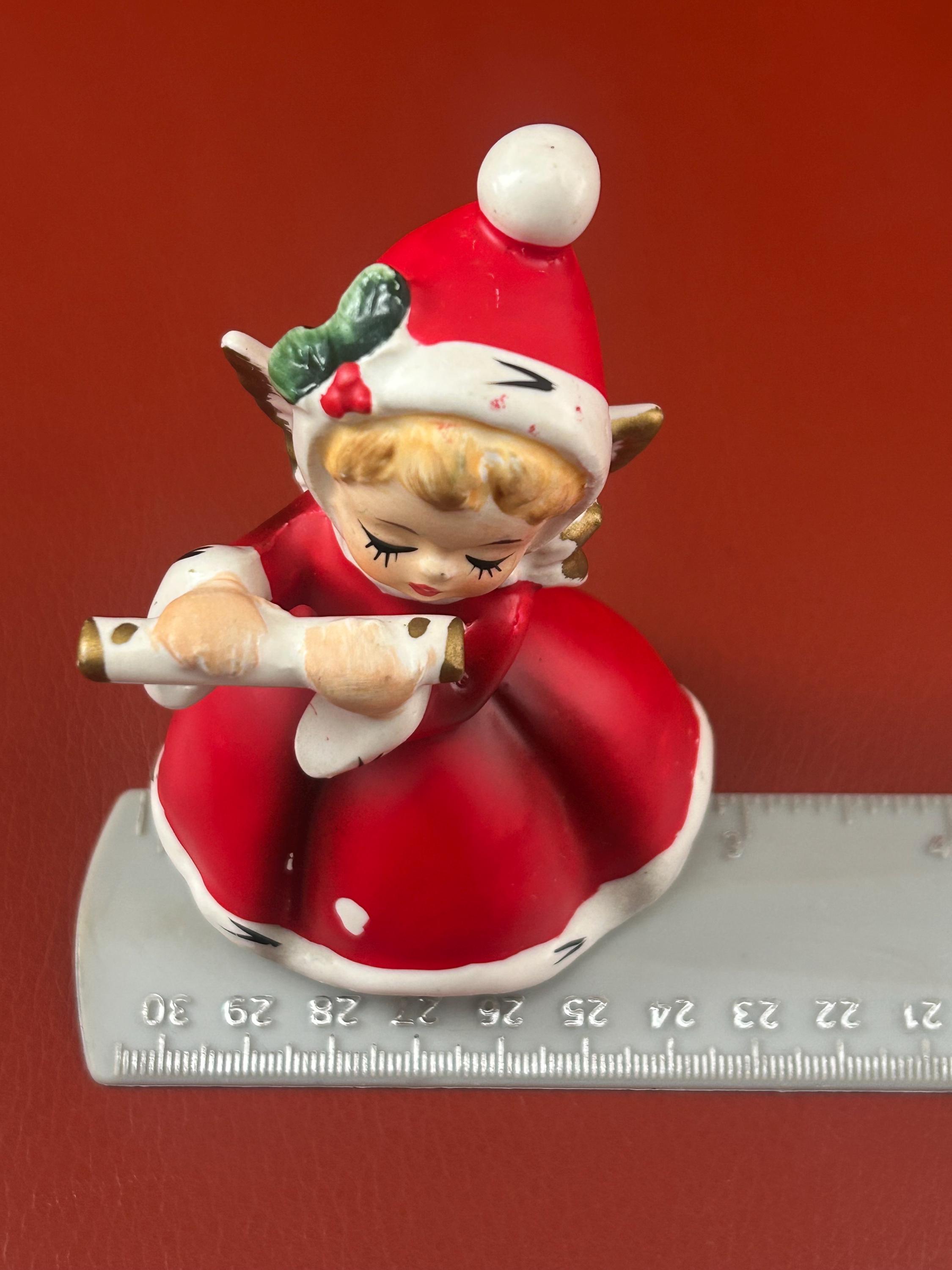 Vintage Napco Christmas Angel Porcelain Figurine Playing the Flute ...