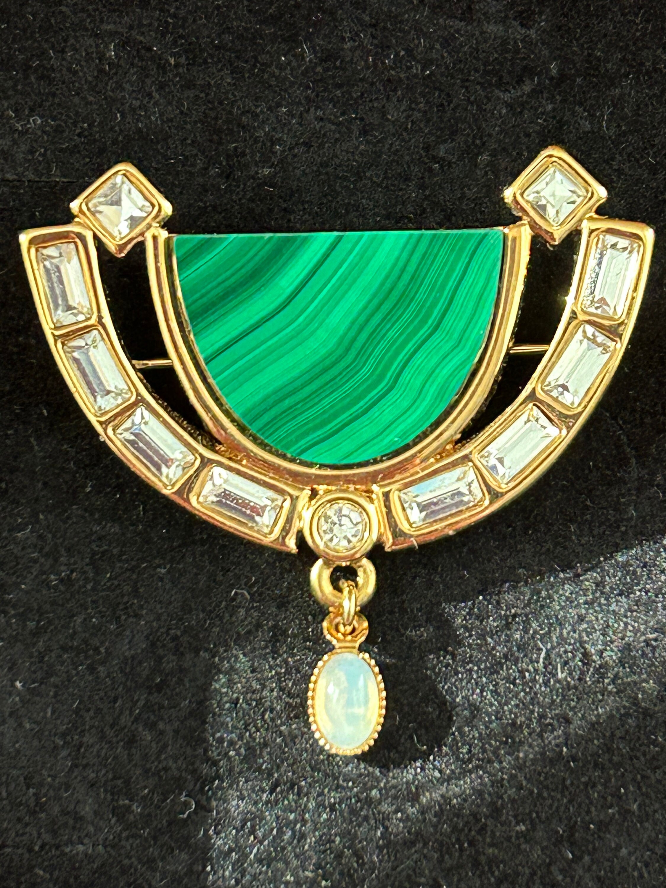 Vintage E Koller Art Deco Malachite Brooch. Signed Pin. - Etsy