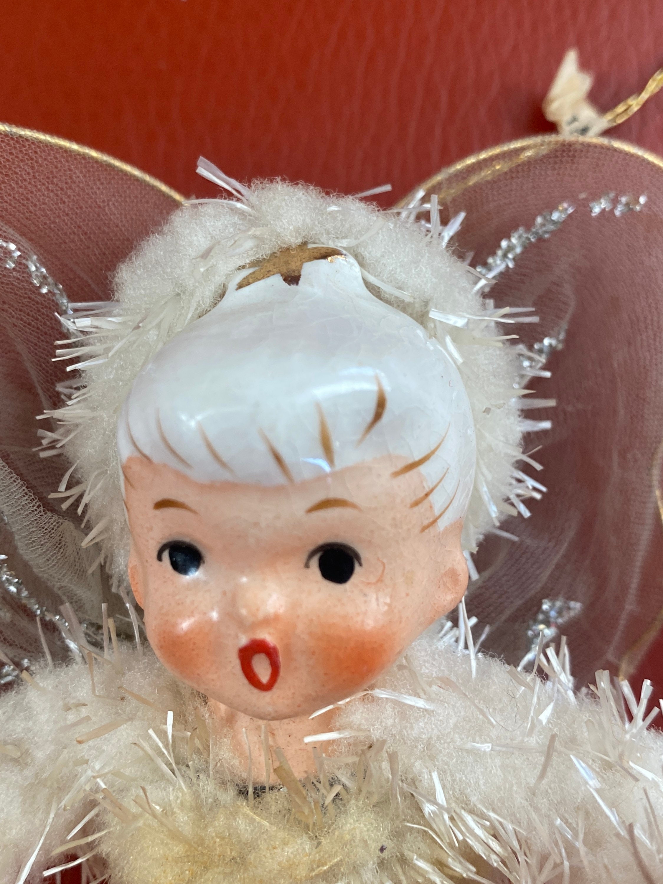 Vintage Porcelain Christmas Angel Ornament. Holt Howard Label - Etsy