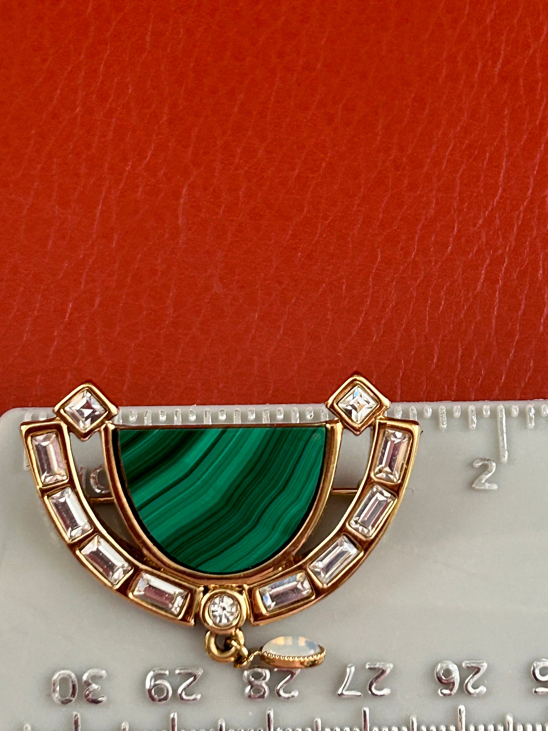 Vintage E Koller Art Deco Malachite Brooch. Signed Pin. - Etsy