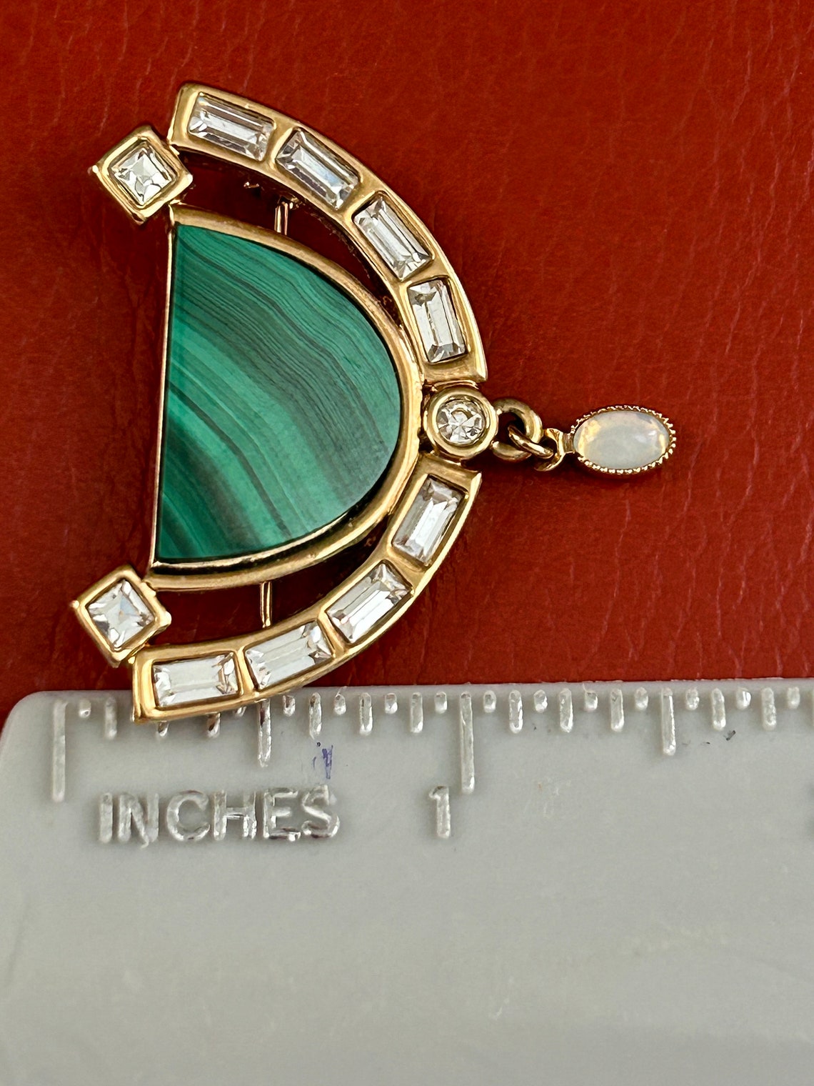 Vintage E Koller Art Deco Malachite Brooch. Signed Pin. - Etsy