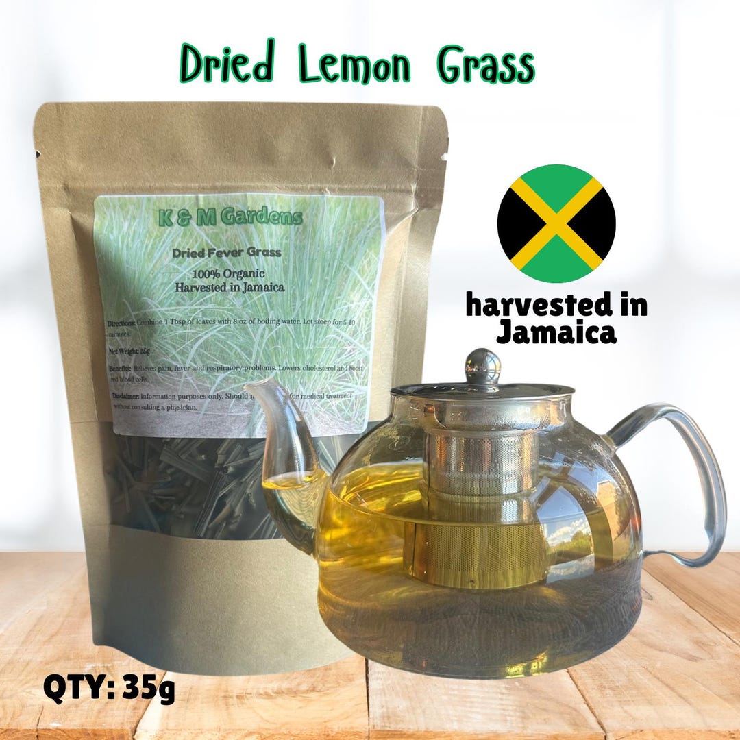 Jamaican Fever Grass, Lemongrass - 35g | 100% Organic Jamaican Herbal ...