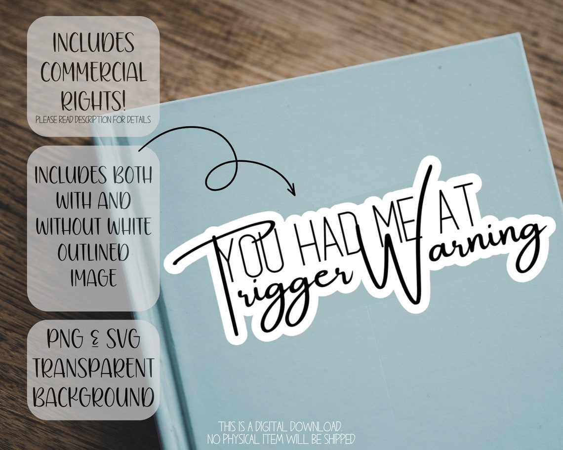 Booktok PNG. Booktok SVG. Trigger Warning. Booktok Stickers. Spicy ...