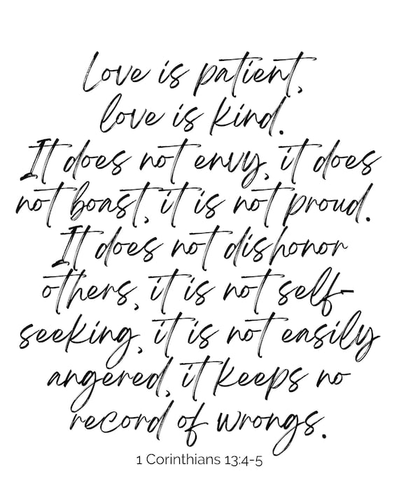 1 Corinthians 134-4:5 white Background - Etsy