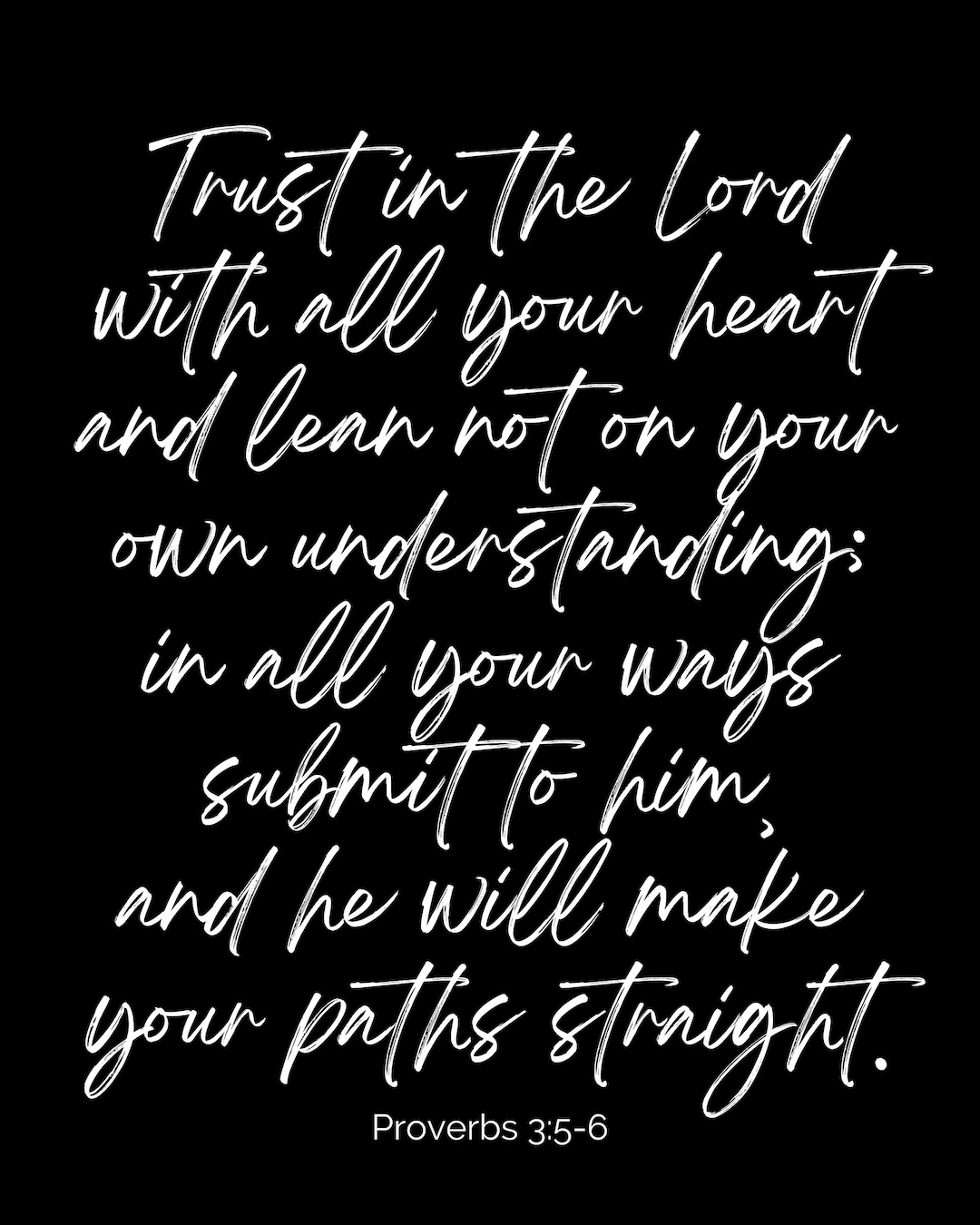 Proverbs 3:5-6 (white & Black Background) - Etsy