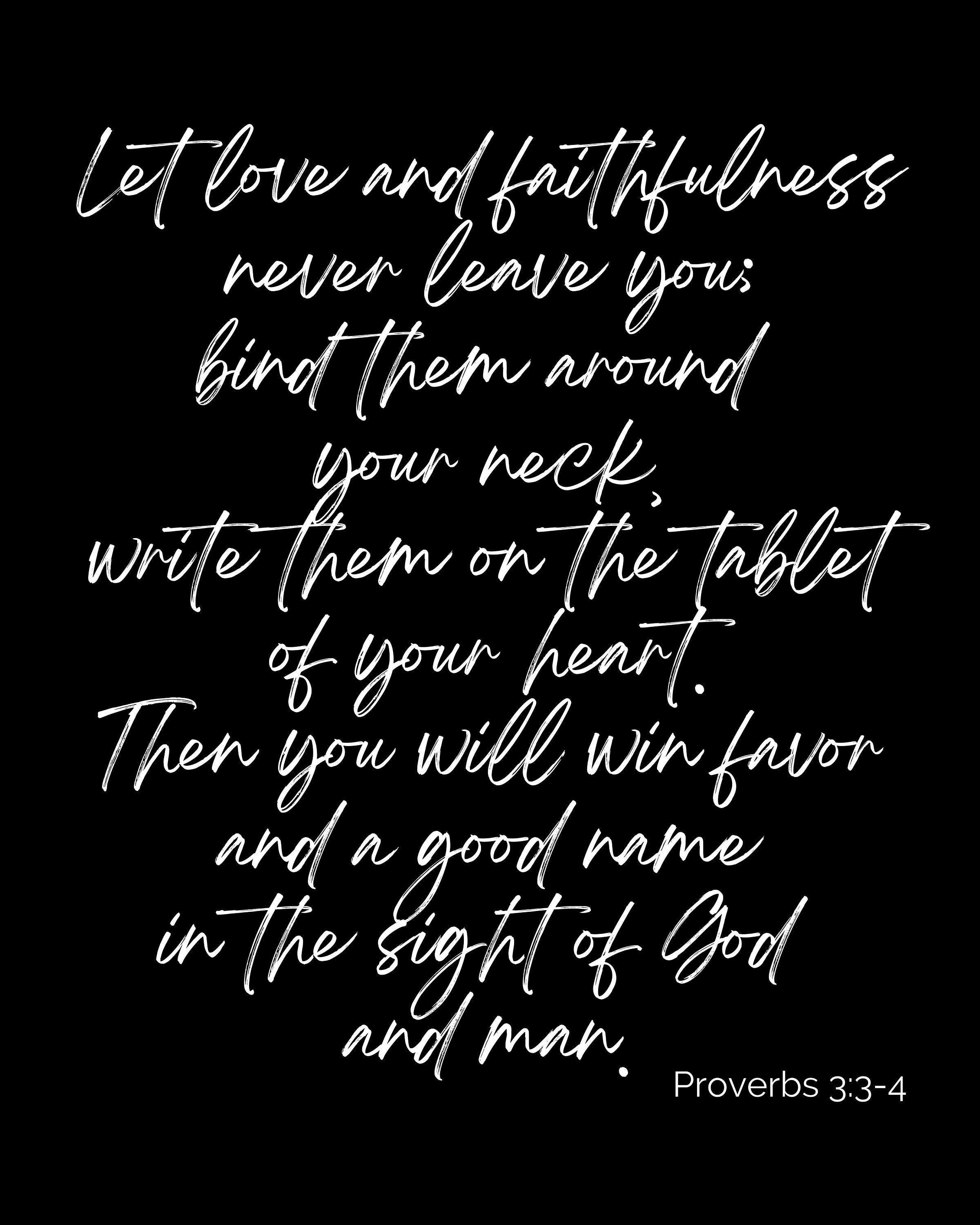 Proverbs 3:3-4 (black Background) - Etsy