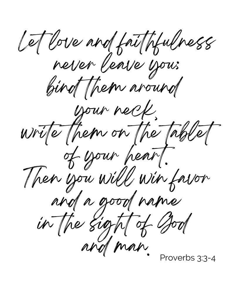 Proverbs 3:3-4 (white Background) - Etsy