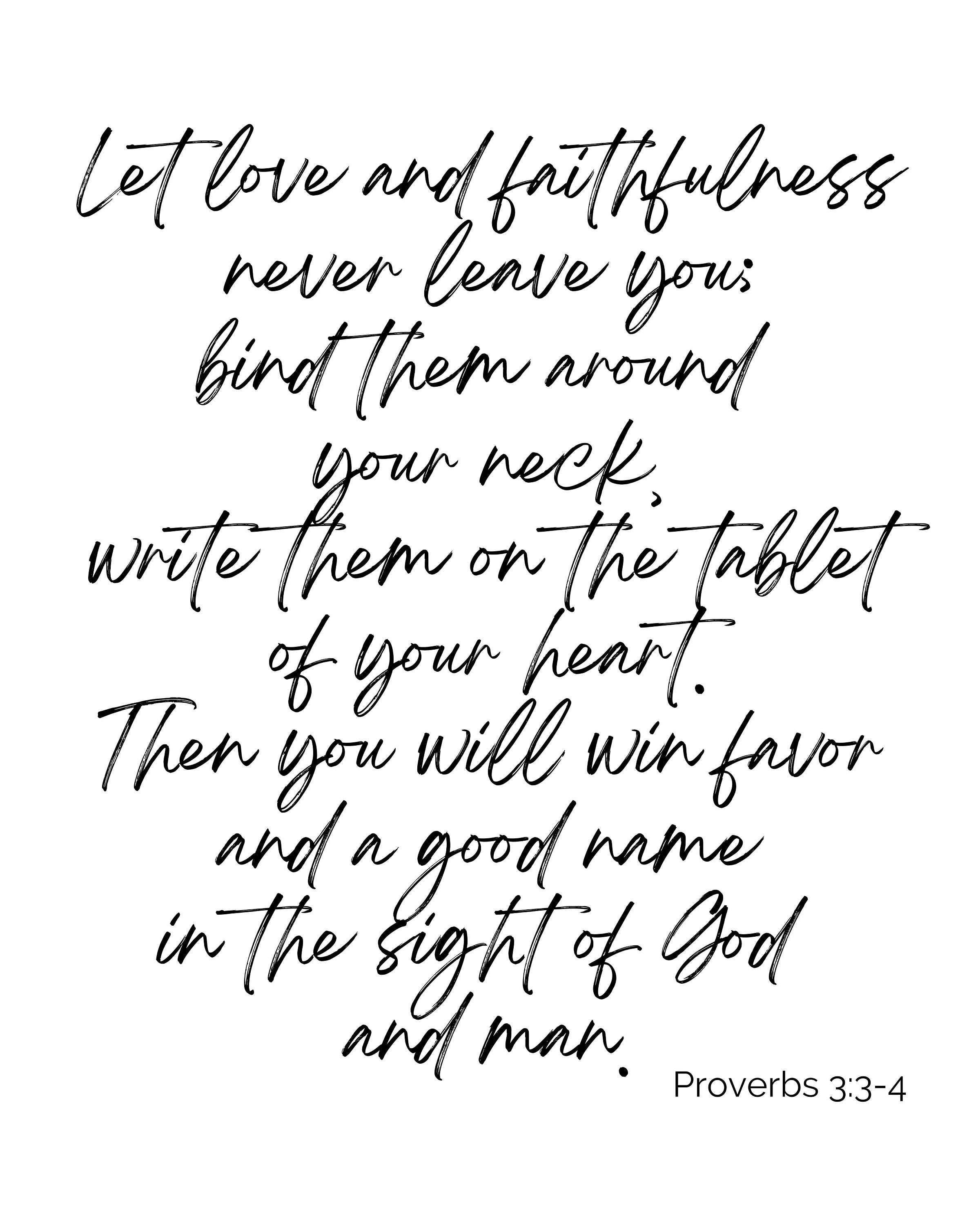 Proverbs 3:3-4 (white Background) - Etsy