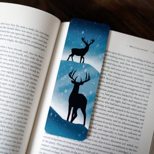 Winter Bookmarks Glossy Snow Forest Mountains Deer Gift for Readers ...