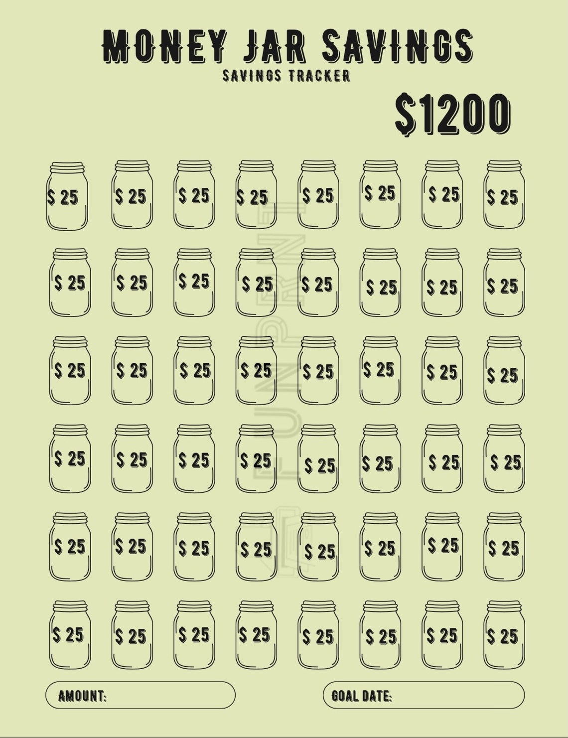 Printable Money Jar Savings Tracker - Etsy