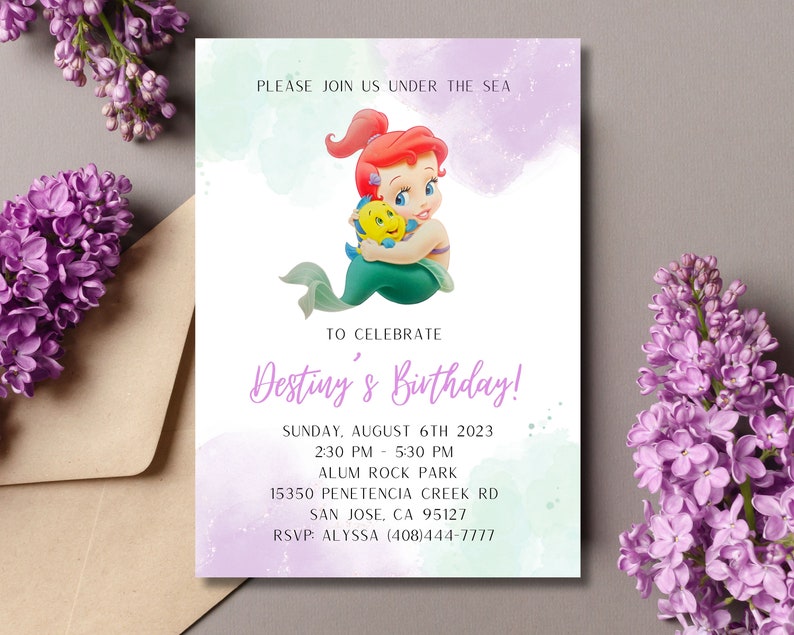 Editable Little Mermaid Invitation Instant Download Little - Etsy