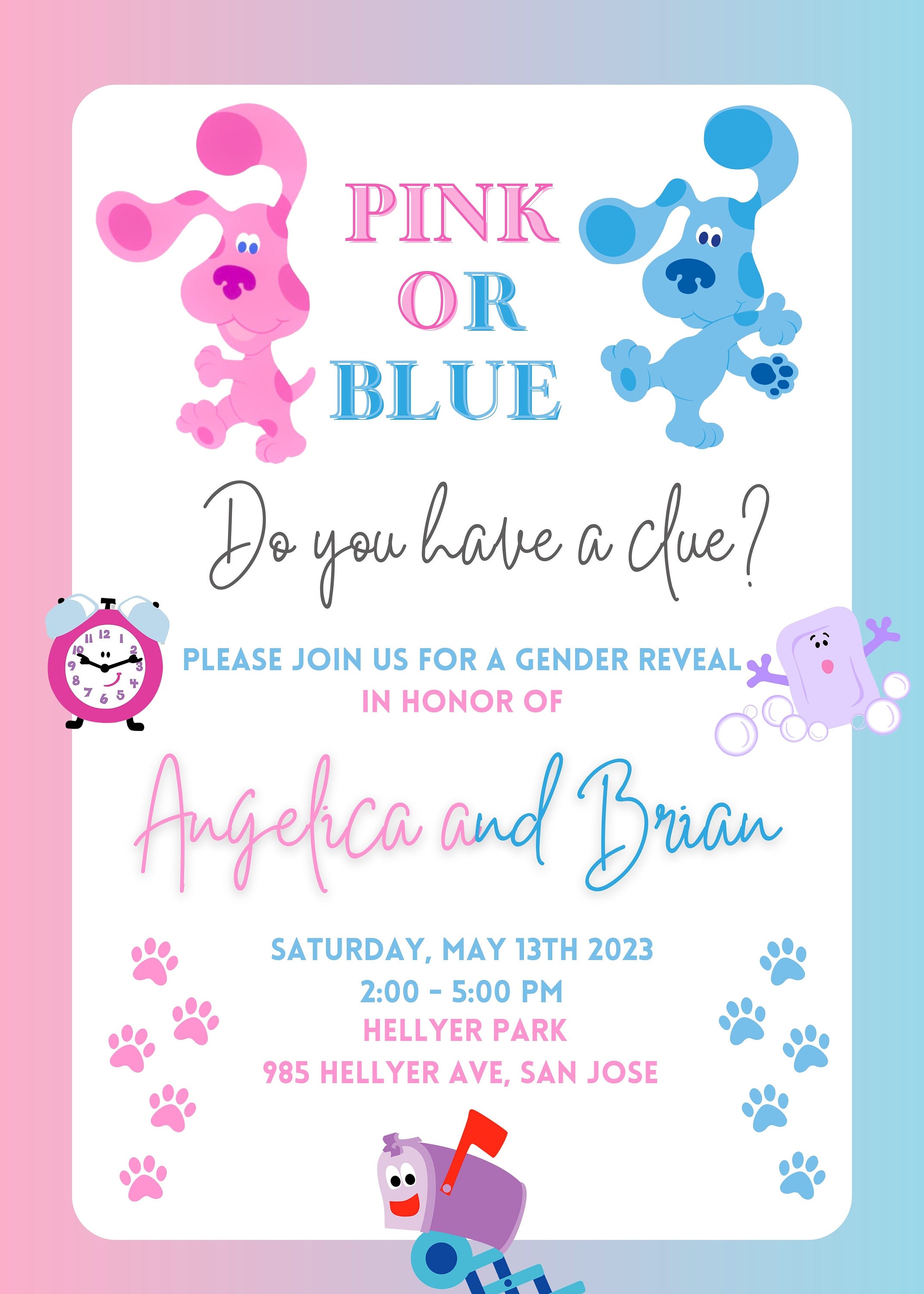Personalized Blues Clues Invitation, Blues Clues Baby Shower, Blues ...