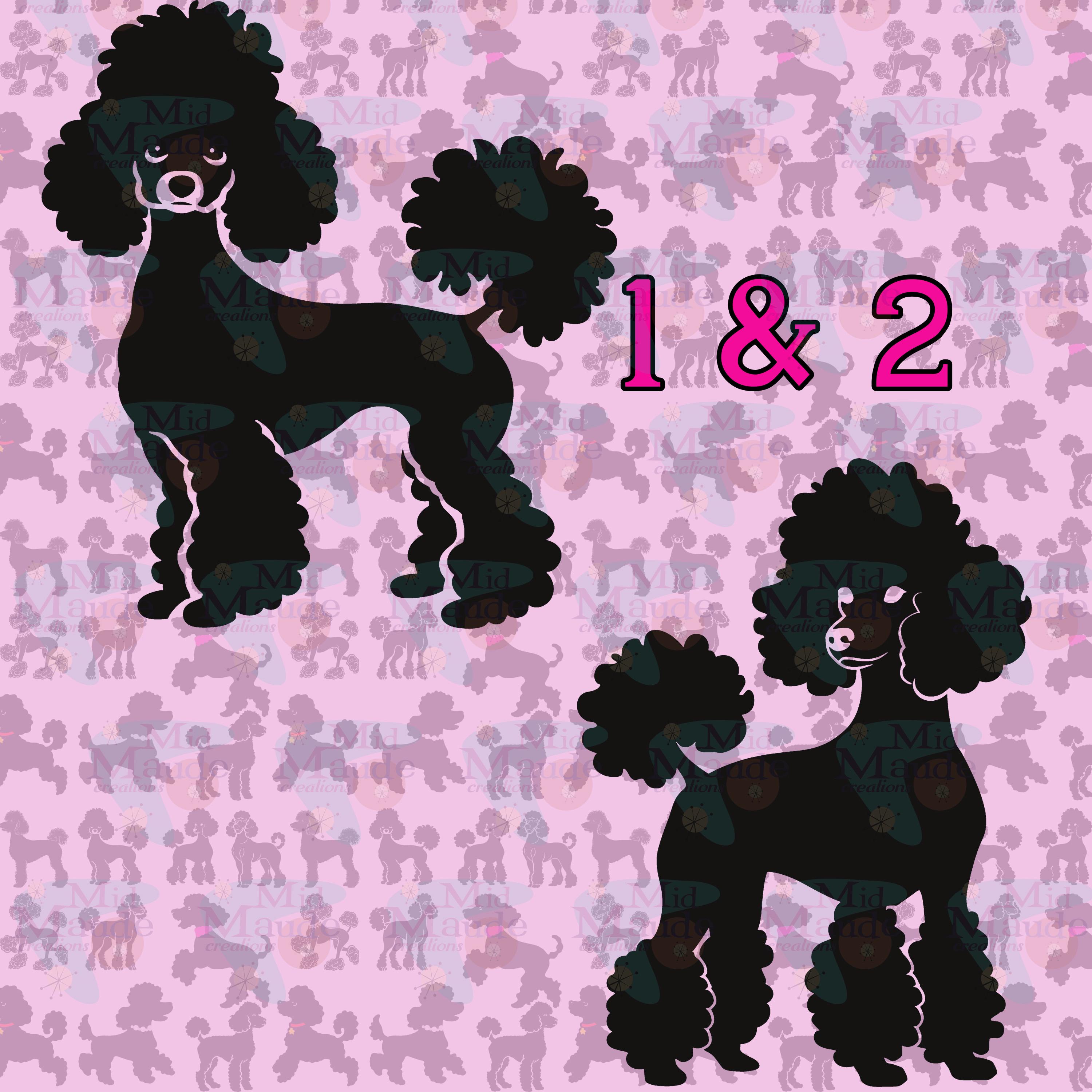 French Poodles Black Silhouette Clipart Set of 10 Digital Images ...