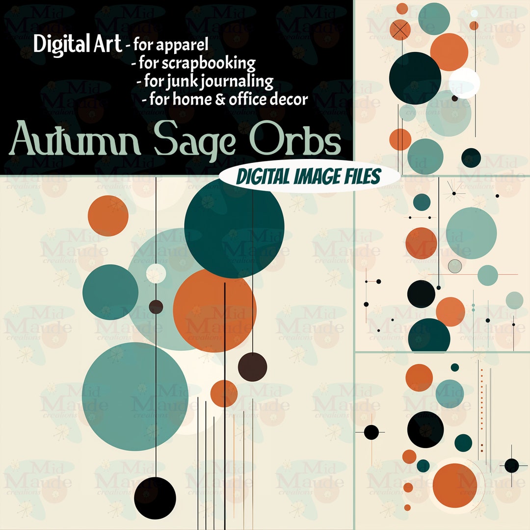 Herbst Salbei Orbs Serie Set mit 4 digitalen Bildern, druckbares jpg ...