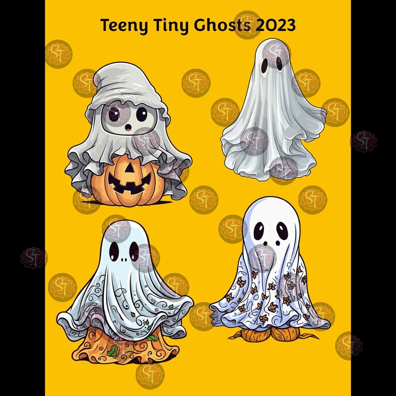 Halloween Clipart Bundle Teeny Tiny Ghosts Svg Png Downloadable Spooky ...