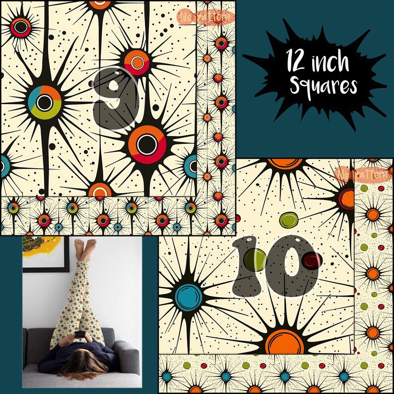 Pop Art Googie Shapes Digital Paper Pack of 20 Retro Jpg Images ...