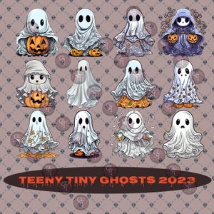 Halloween Clipart Bundle Teeny Tiny Ghosts Svg Png Downloadable Spooky ...