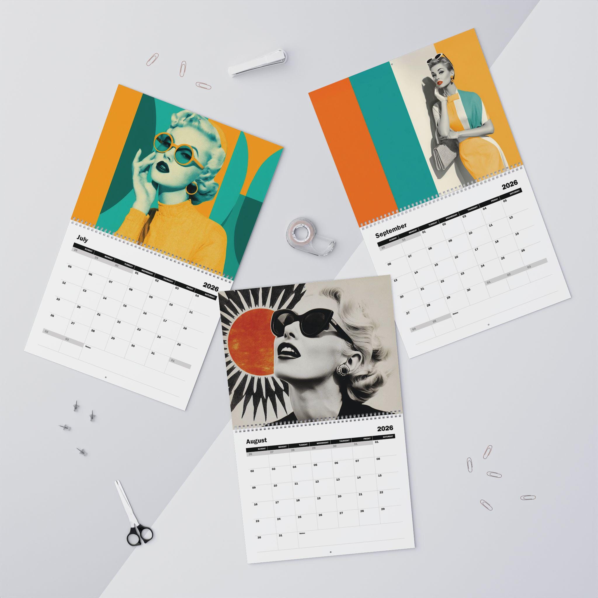 Vintage Glamour 2026 Large Wall or Desk Calendar With Mid-century ...