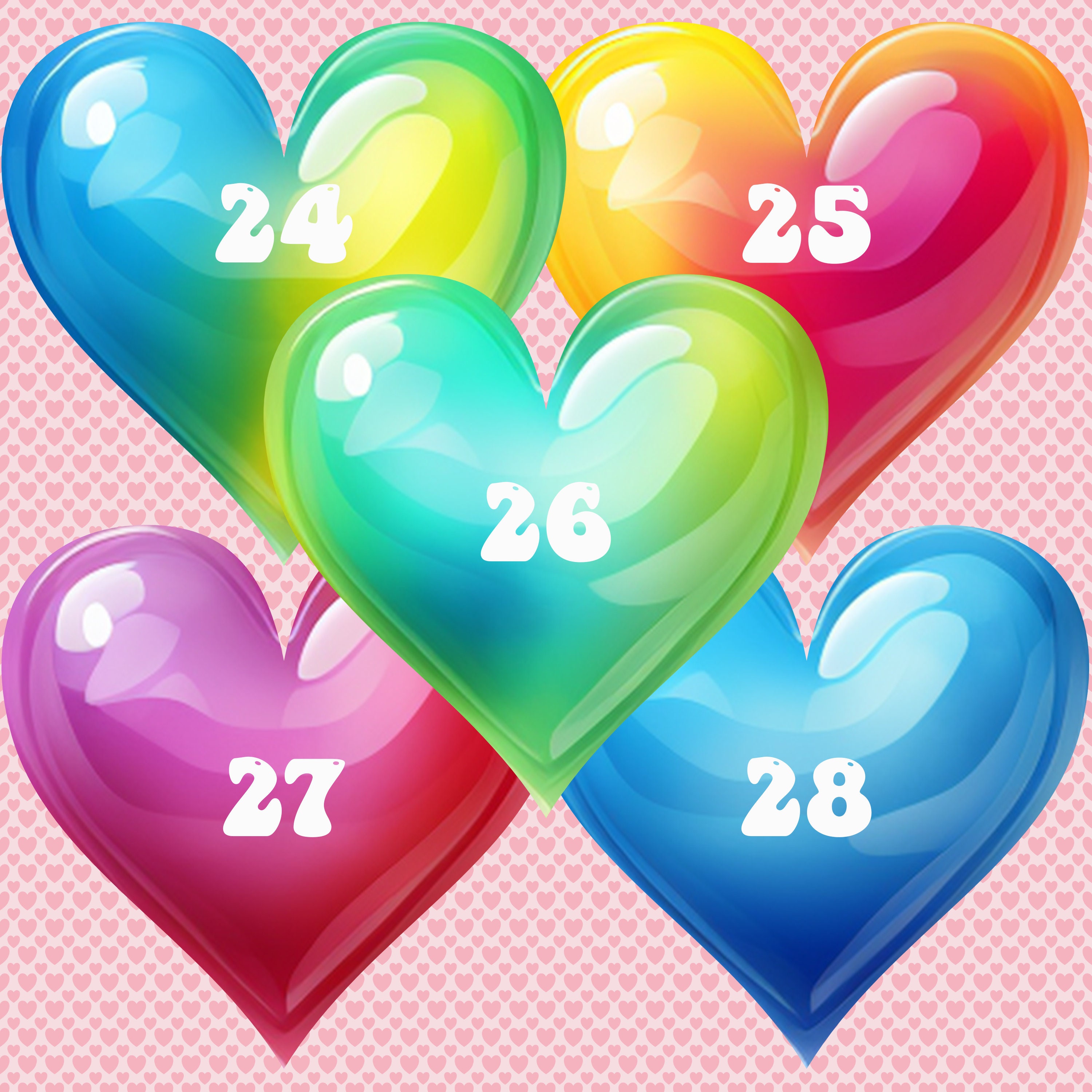 3D Rainbow Hearts Valentine's Day Png Clipart Bundle Downloadable ...